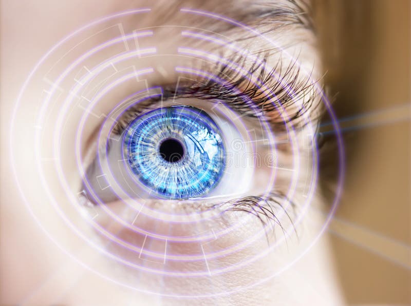 Abstract Eye with Digital Circle. Futuristic Vision Science and ...