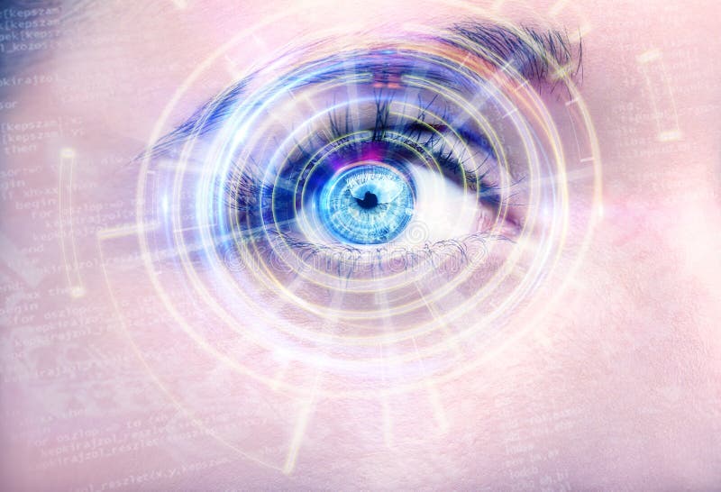 Abstract Eye with Digital Circle. Futuristic Vision Science and ...