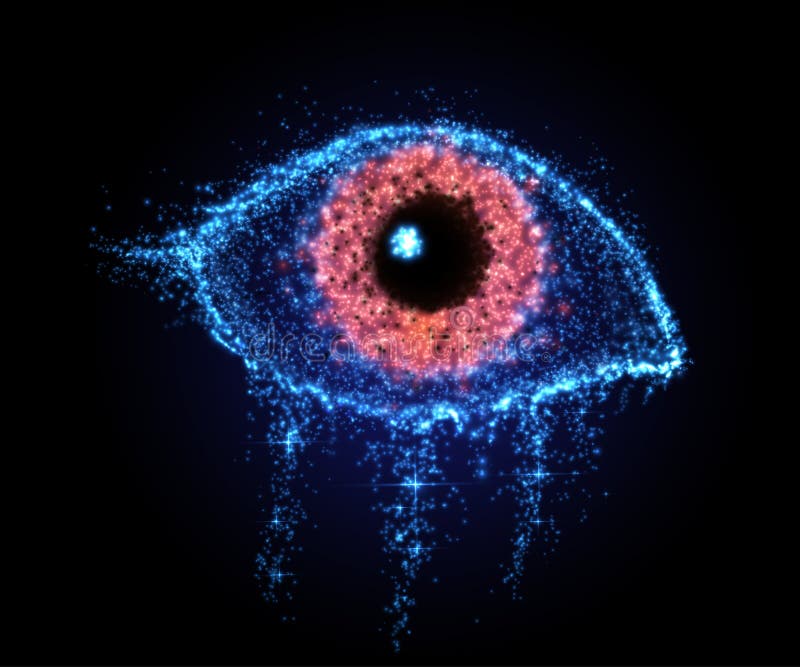 Abstract Eye from Light Particles, with Flare Effect. Vector ...