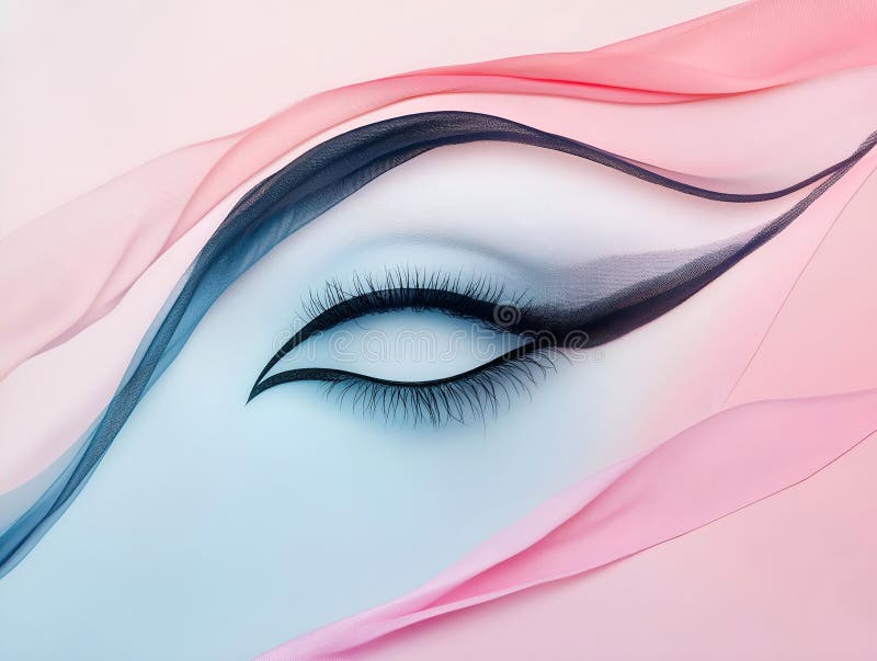 Abstract Eye Makeup Design with Fluid Lines and Black Eyeliner Stock ...