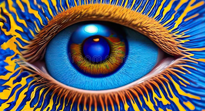 Abstract Eye in a Multitude of Colours. Generative AI Stock ...