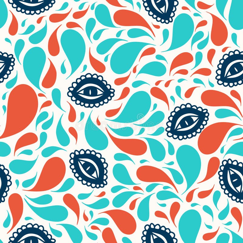 Abstract Eye Seamless Pattern with Drops Stock Vector - Illustration of ...