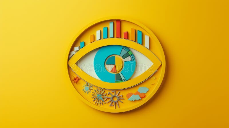 Abstract Eye-shaped Data Visualization in Yellow Tones Stock Photo ...