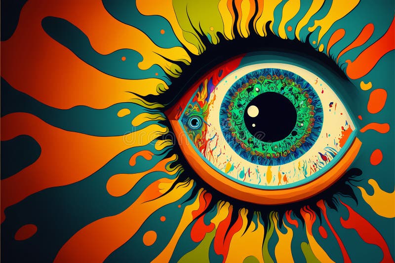 Eye in Abstract Sun Rays Design Background Stock Illustration ...