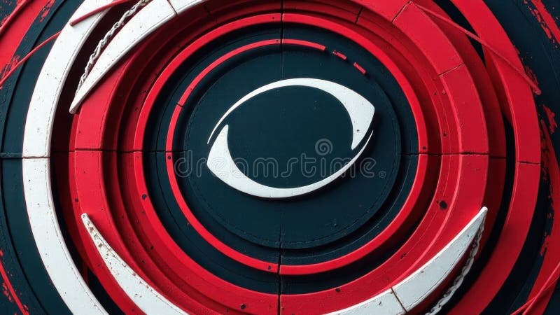 Abstract Eye Symbol Emerging from Red and Black Concentric Circles ...