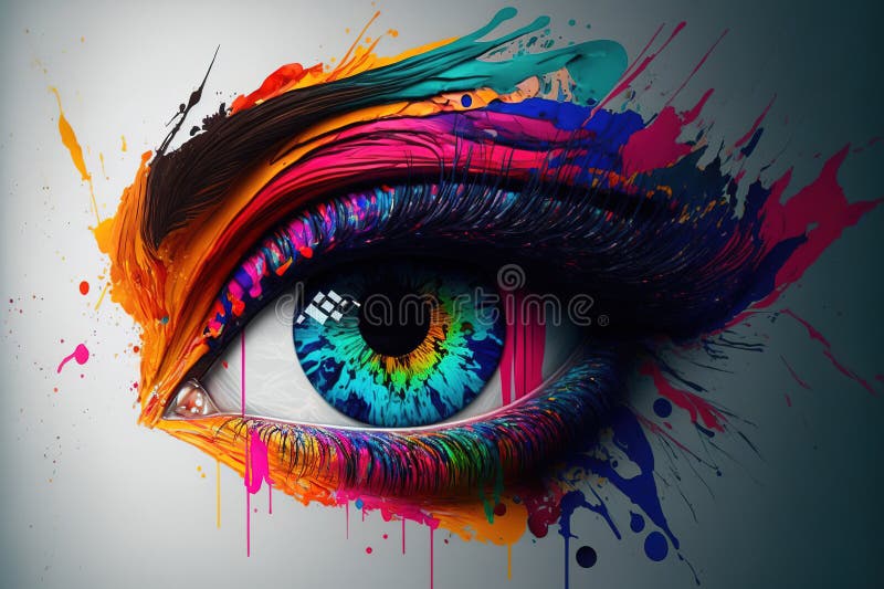 Abstract Eye Watercolor Splash Art, Beautiful Graphic Design 库存例证 - 插画 ...
