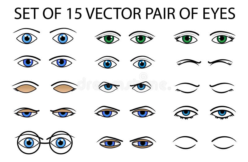 Abstract Eyes Collection: 15 Pairs with Unique Expressions Stock Vector ...