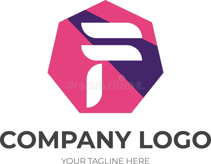 Abstract F Letter Logo Design with Polygonal Shape Stock Vector ...