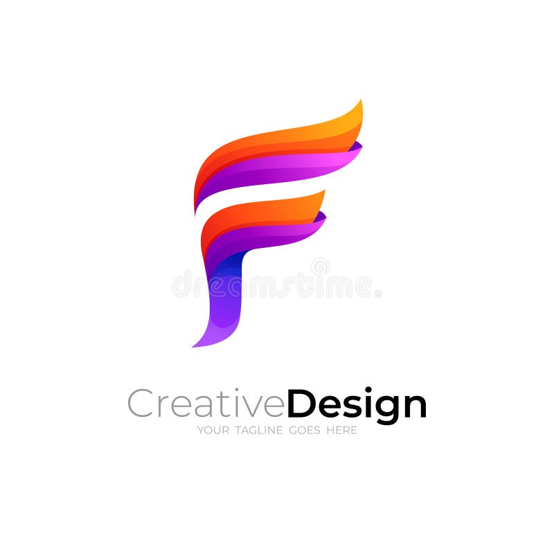 F Logo Design Colorful, Letter F Icon Stock Vector - Illustration of ...
