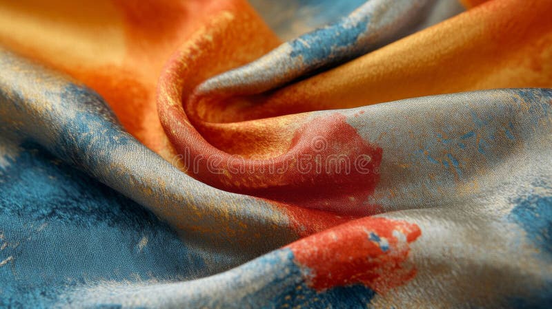 Abstract Fabric Texture: Orange Blue Red Gold Pattern Stock ...