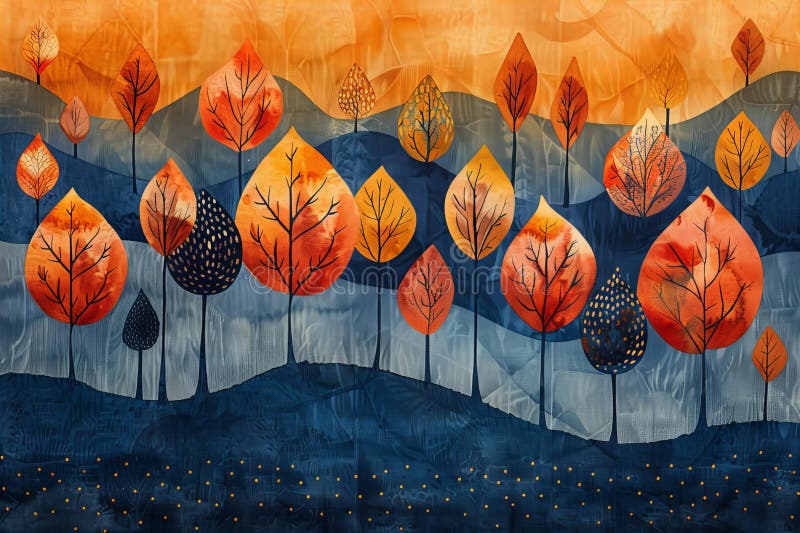 An Abstract Fabric with Tree Prints on it, High Quality, High ...