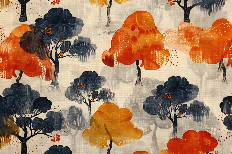 An Abstract Fabric with Tree Prints on it, High Quality, High ...