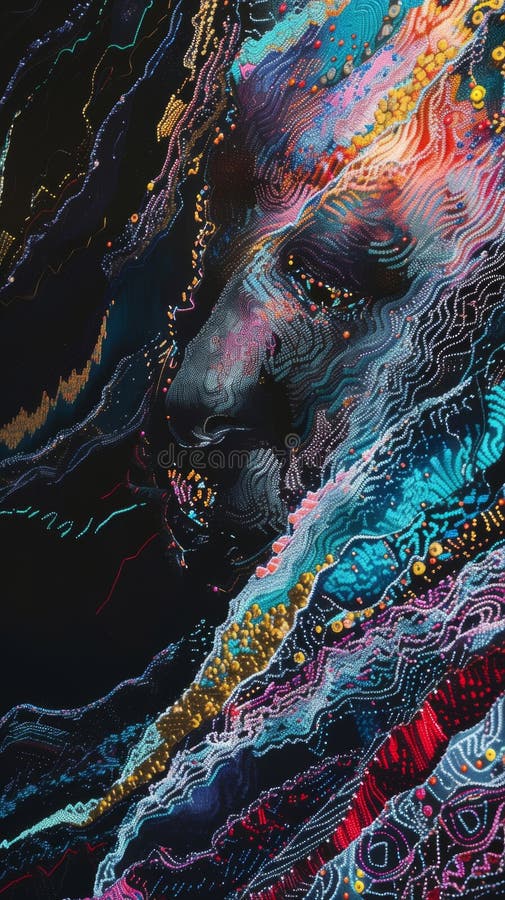 Abstract Face Art with Vivid Digital Patterns Stock Photo - Image of ...