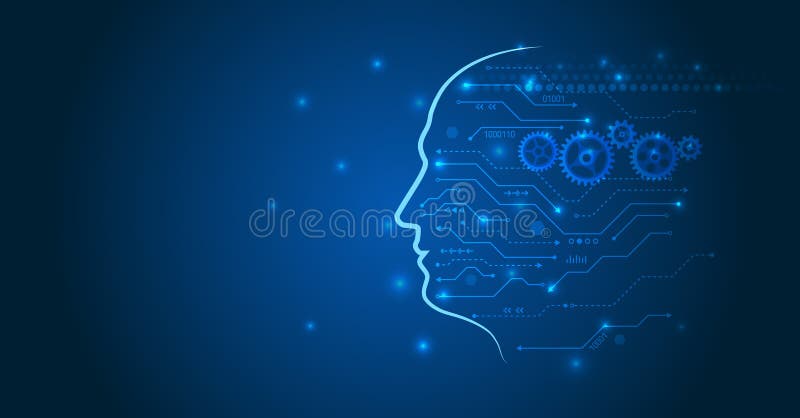 The Abstract Face of Artificial Intelligence. Digital Brain, Vector ...