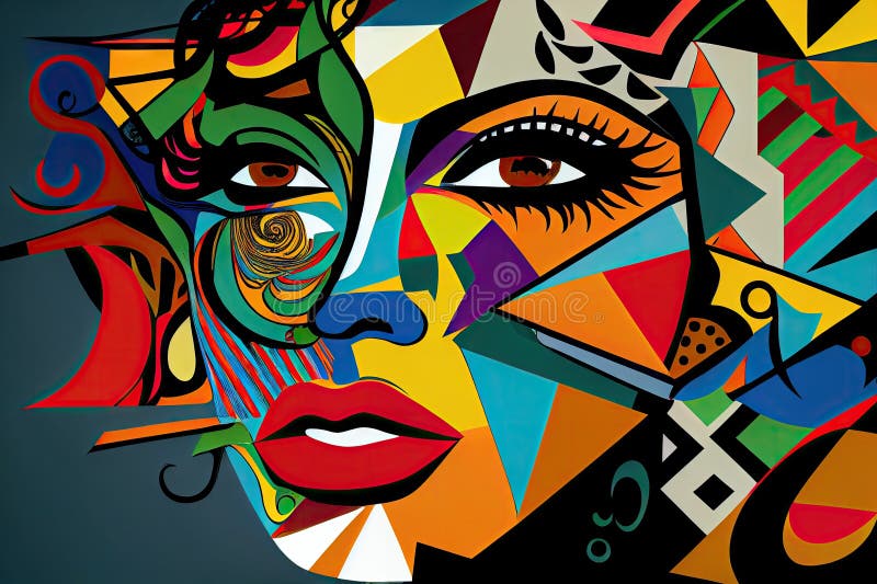 Abstract Face Collage with Bold Colors and Unique Patterns Stock ...