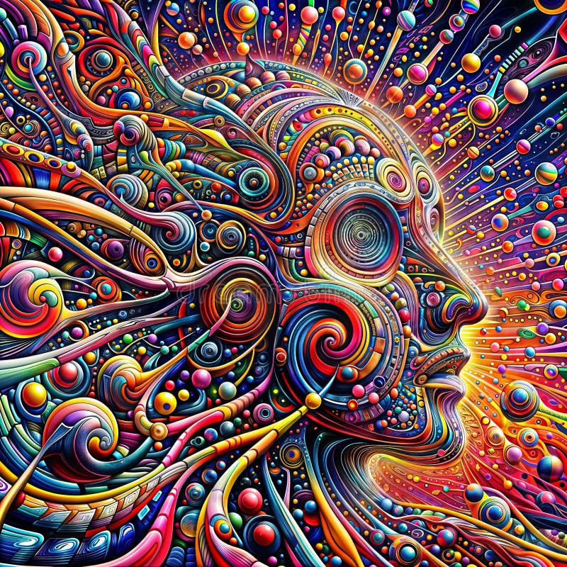 Abstract Face: Colorful Swirls & Patterns Around a Face, Generative Ai ...