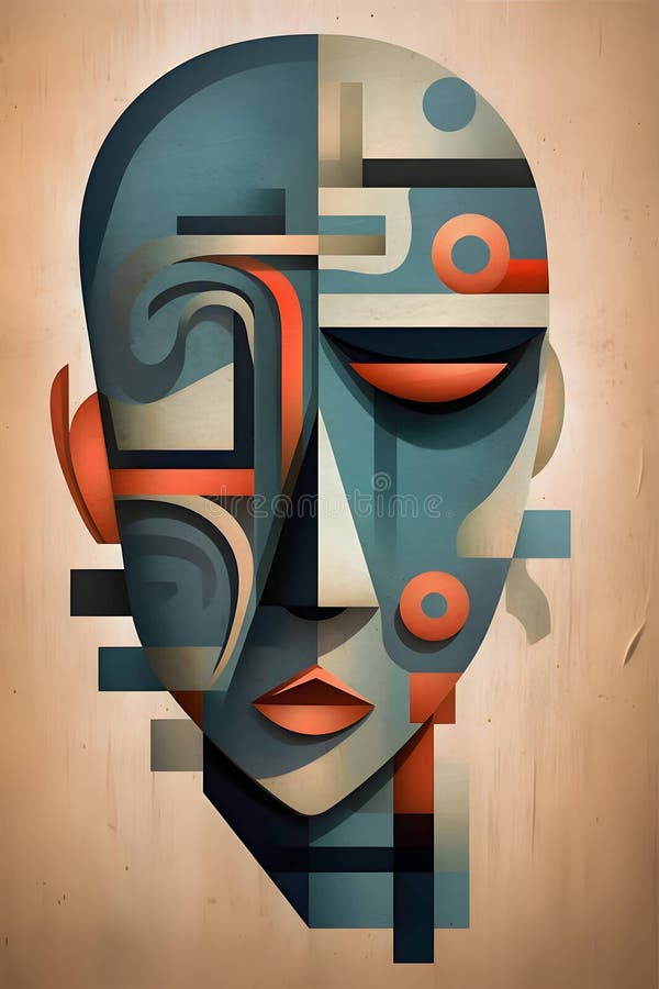 Abstract Face Combined with Different Geometric Elements. Colorful ...
