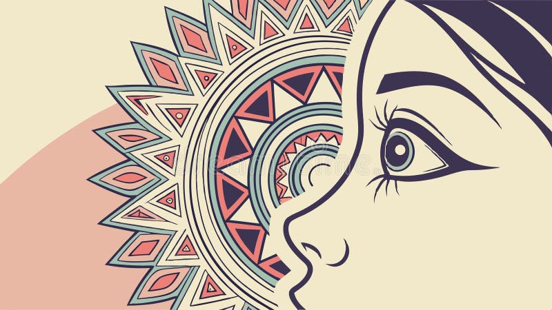 Abstract Face with Decorative Elements Illustration Vector Design ...
