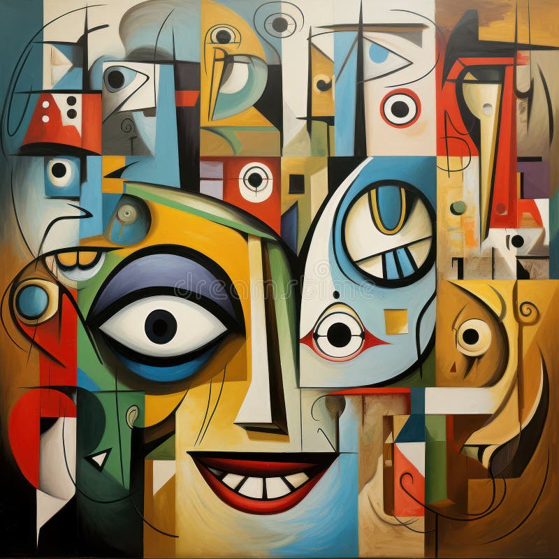 Funny Abstract Face with Eyes in Different Places on the Canvas. AI ...