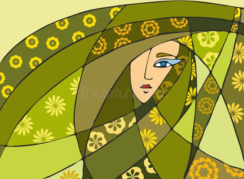 Abstract Face Green stock vector. Illustration of spring - 24241925
