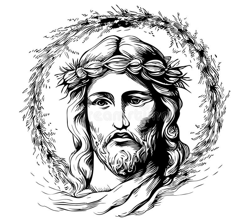 Face of Jesus Abstract Sketch Hand Drawn in Doodle Style Vector ...