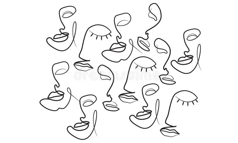 Abstract Face Line Art Design. Stock Vector - Illustration of sketch ...