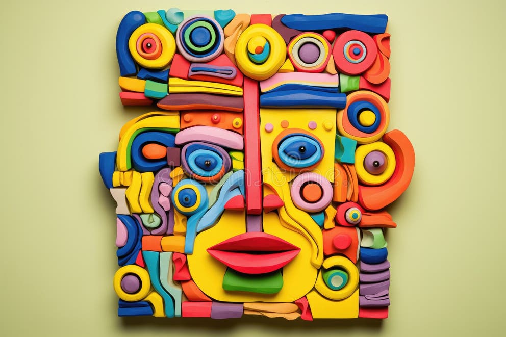 Abstract Face Molded from Different Plasticine Colors Stock Photo ...