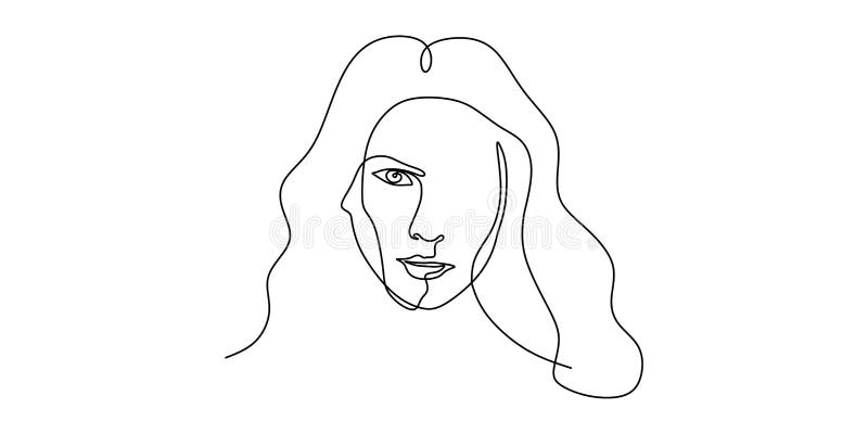 Abstract Face Seamless Pattern Continuous Line Drawing Of Faces