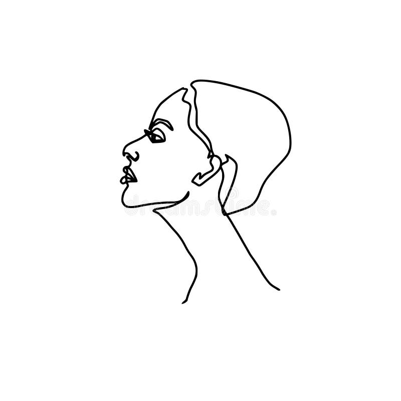 Abstract Face One Line Drawing Beauty Woman Portrait Isolated On White