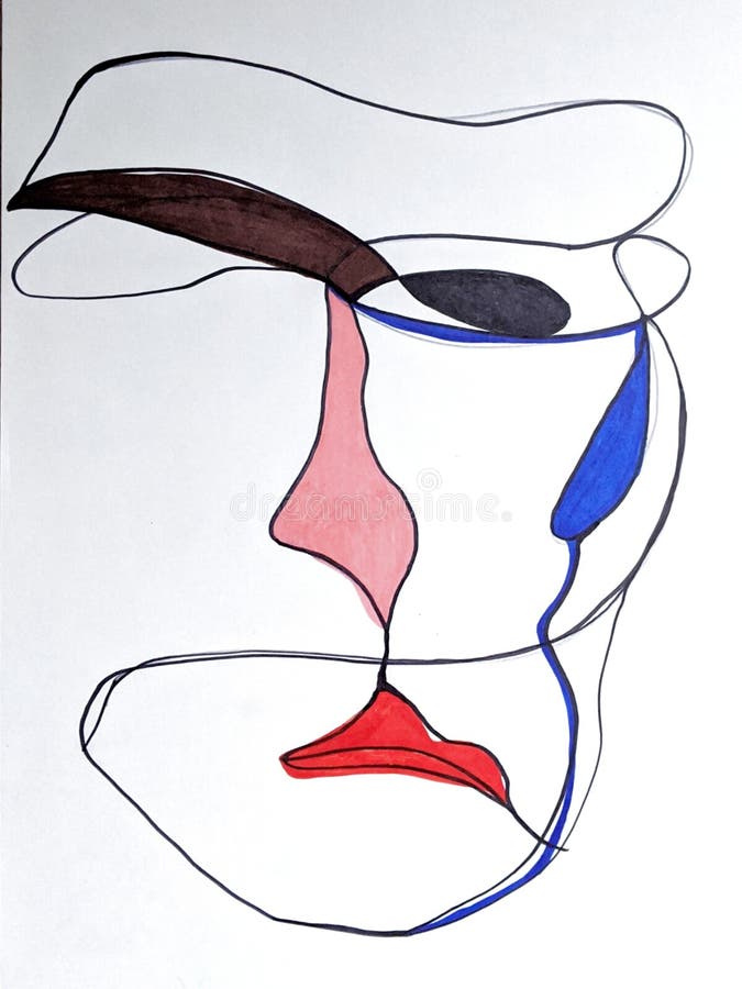 Abstract Face with Red Lipstick Crying Stock Photo - Image of glasses ...