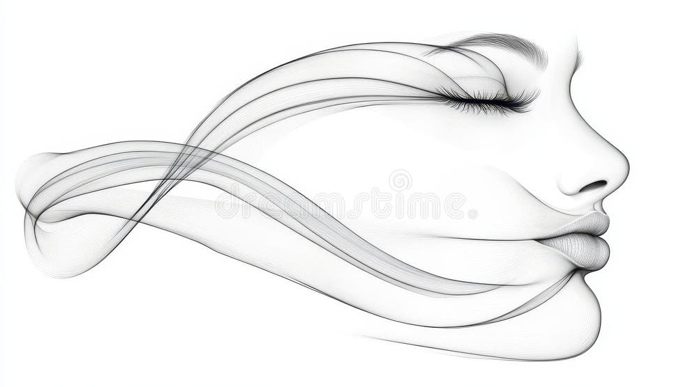 Abstract Face, Wave Lines, Serene Art Stock Photo - Image of modern ...