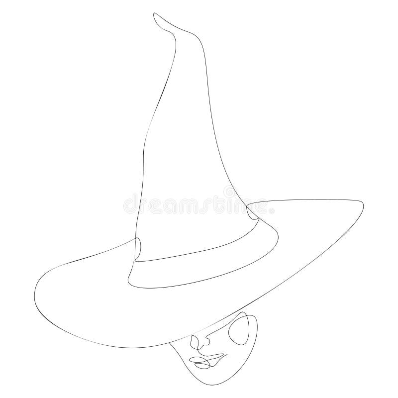 Witch Hat and Face Line Art Stock Vector - Illustration of icon ...
