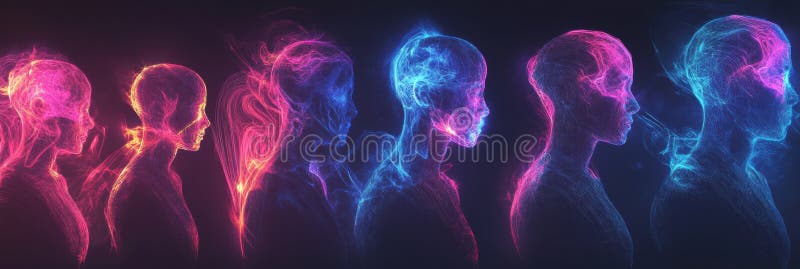 Abstract Faceless Avatars Showcasing a Spectrum of Colors with Space ...