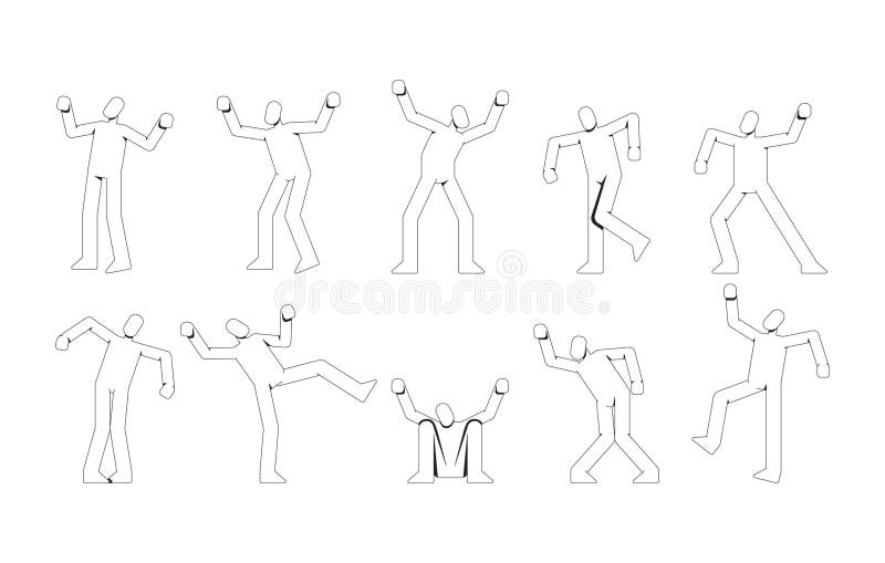 Abstract Faceless Human Figures in Dynamic Poses 2D Line Characters Set ...
