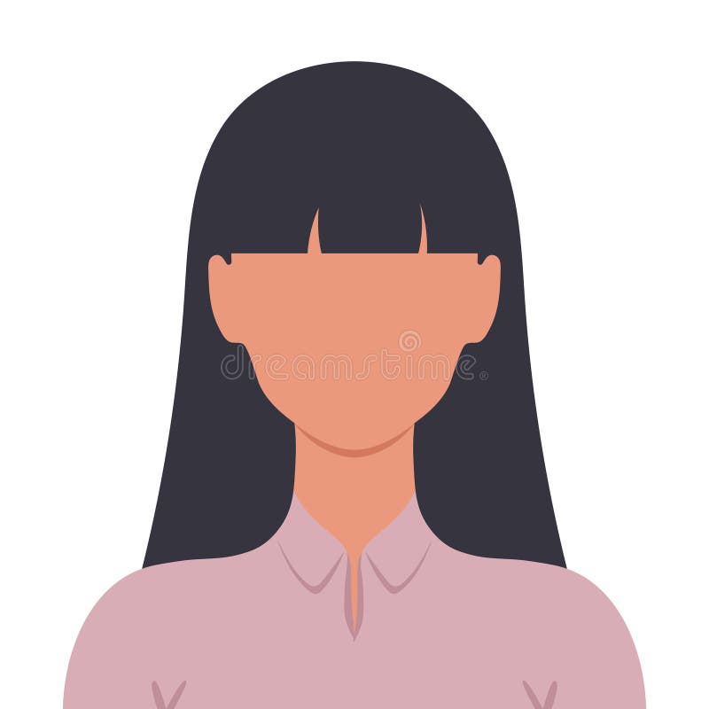 Abstract Faceless Young Woman with Bangs Hairstyle. Abstract Avatar ...