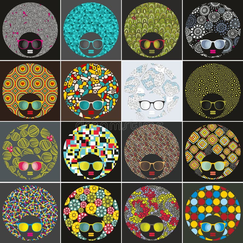 Abstract Faces of Black Head Women. Stock Vector - Illustration of ...