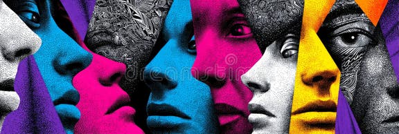 Abstract Faces Collage Unity in Diversity a Vibrant Collage of Diverse ...