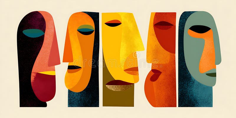 Abstract Faces a Colorful Exploration of Identity Stock Illustration ...