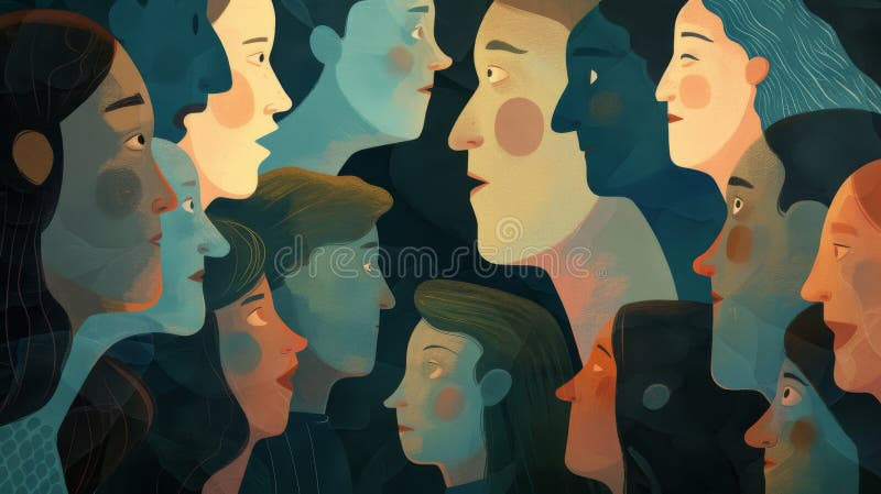 Abstract Faces in a Crowd Illustration Stock Photo - Image of faces ...