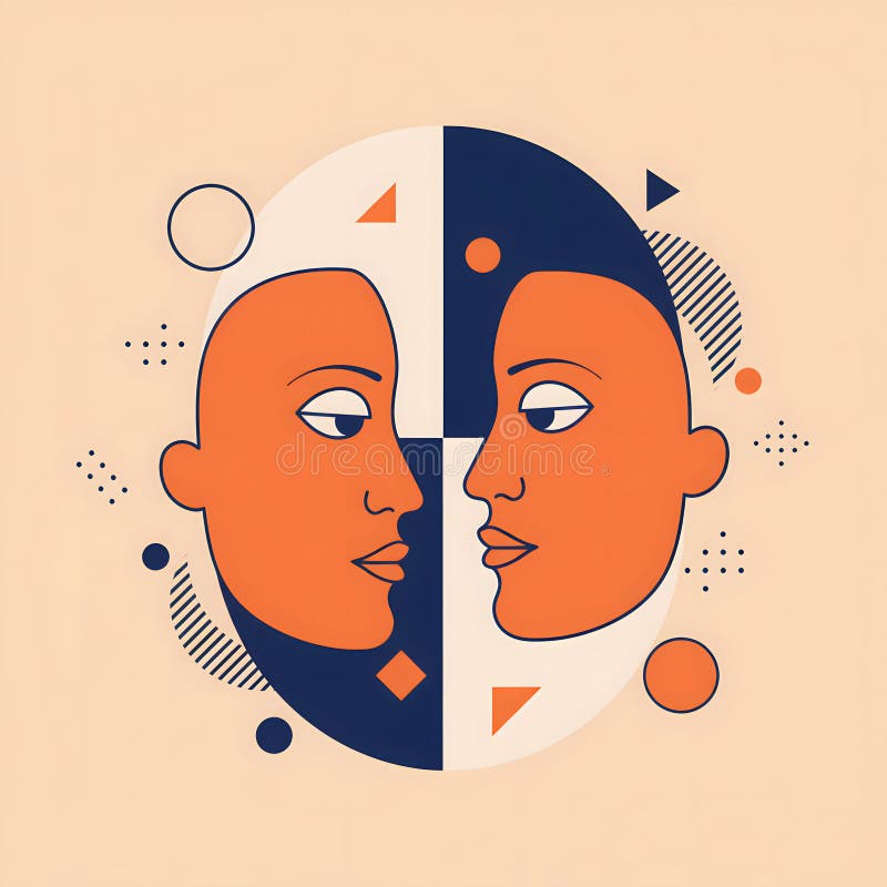 Abstract Faces Duality Geometric Shapes Illustration Copy Space Stock ...