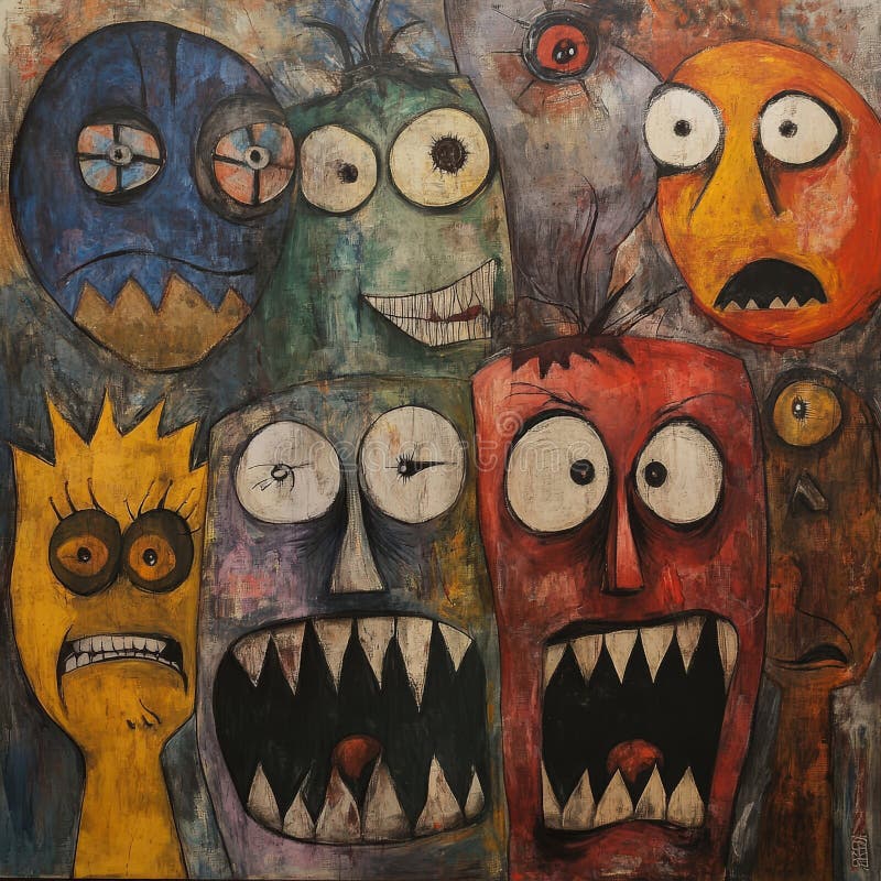 Abstract Faces Expressing Varied Emotions Stock Image - Image of ...