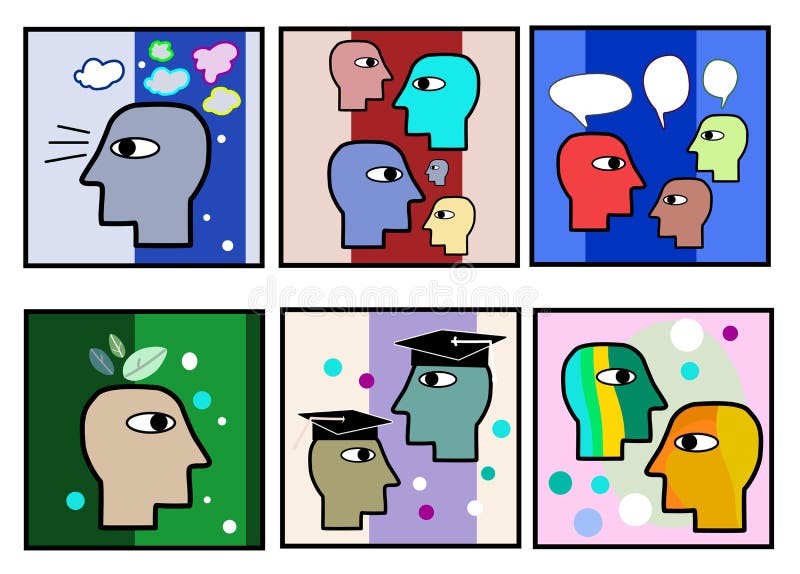 Abstract Faces Expressions Icons Symbols Ideas Development Stock Vector ...