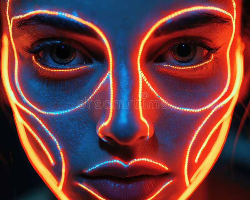 Abstract Faces Glowing Lines Symbolize Empathy, Trust, and Modern ...