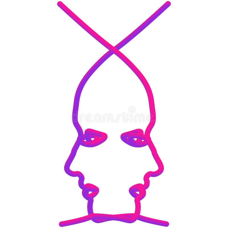 Abstract Faces in Line. in Neon Style Stock Vector - Illustration of ...