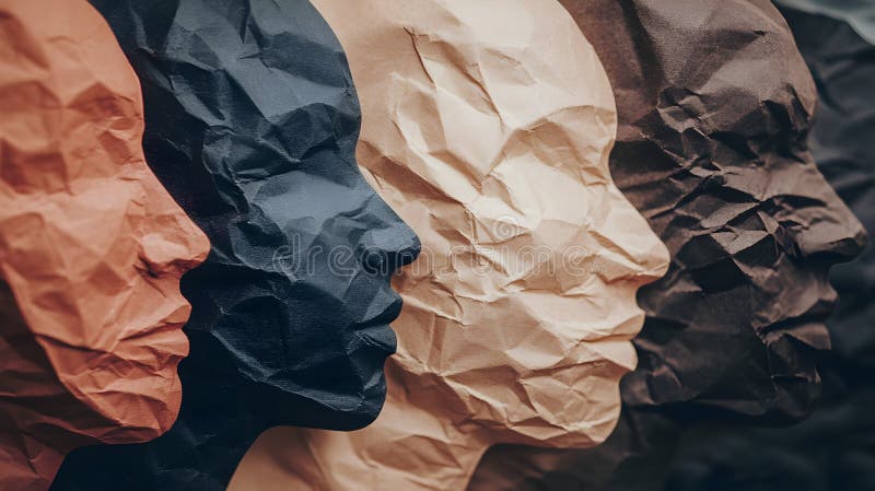 Abstract Faces in Multiple Shades of Paper Highlighting Cultural ...