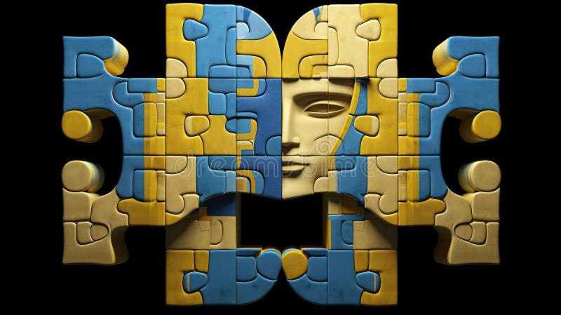 Abstract Faces of People.Stone Sculptures. Art Design Puzzles ...