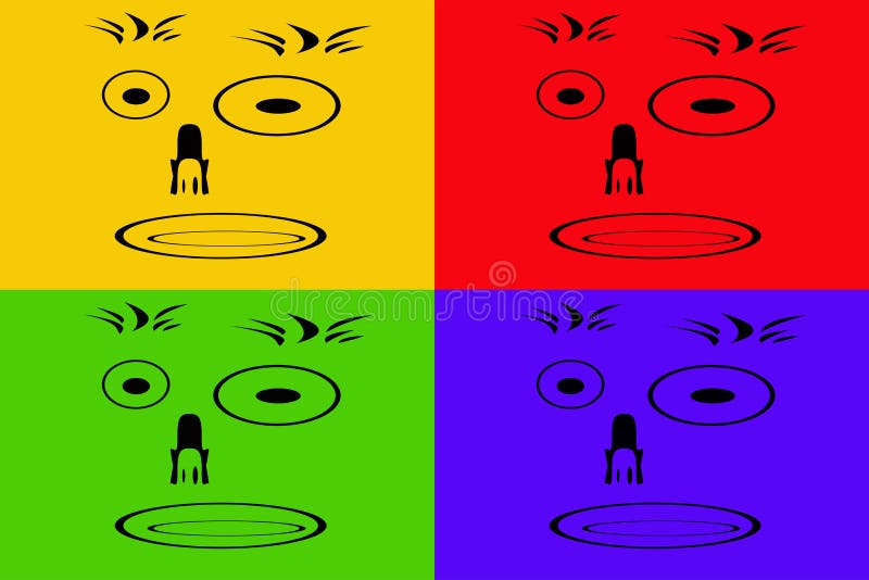 Abstract Faces in Red, Yellow, Green and Blue Stock Illustration ...