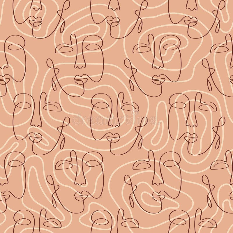 Abstract Faces Seamless Pattern Texture Stock Illustration ...