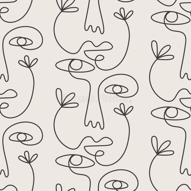 Abstract Faces Seamless Pattern Texture Stock Vector - Illustration of ...