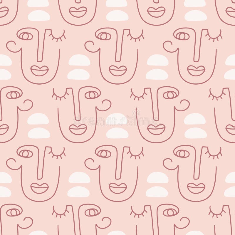 Abstract Faces Seamless Pattern Texture Stock Vector - Illustration of ...